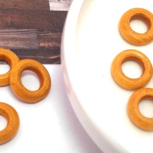 10 Wooden Rings - Small Wood Rings - Large Hole - Natural Wood Rings ...