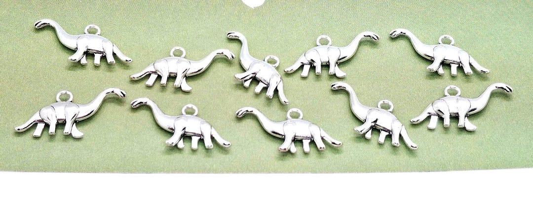 Silver Dinosaur Charms, Metal Alloy, Brontosaurus Jewelry Pendants ...