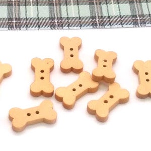 10 Wood Dog Bone Buttons - Wood Buttons - Wooden Dog Bone - Sew on ...
