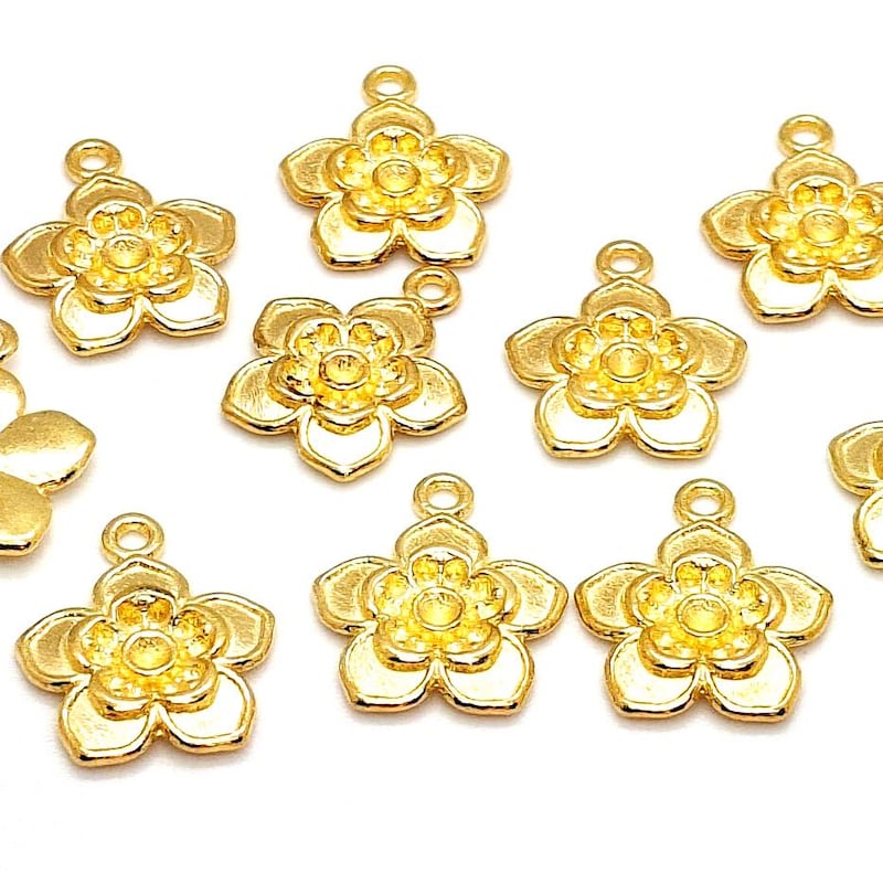 Gold Flower Charm - Etsy