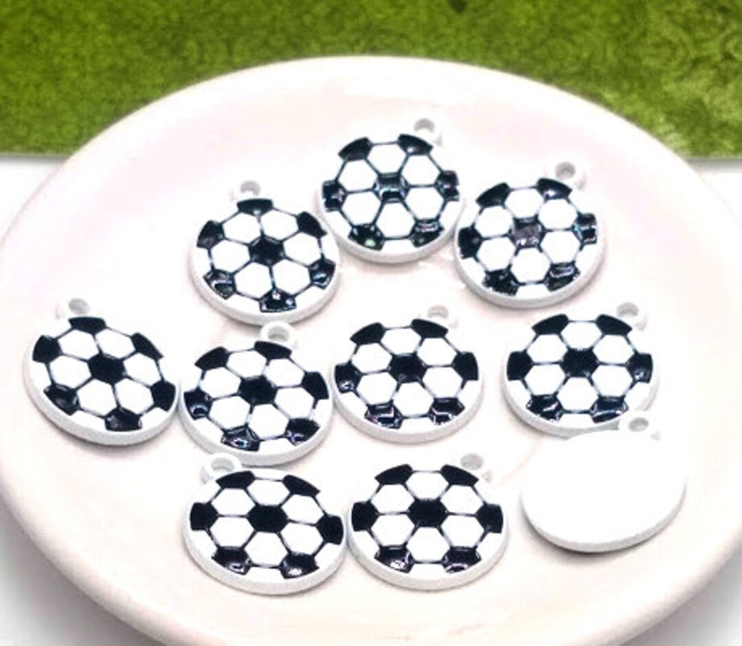 4 or 10 Soccer Ball Charms - Black and White - Painted Metal - Sports ...