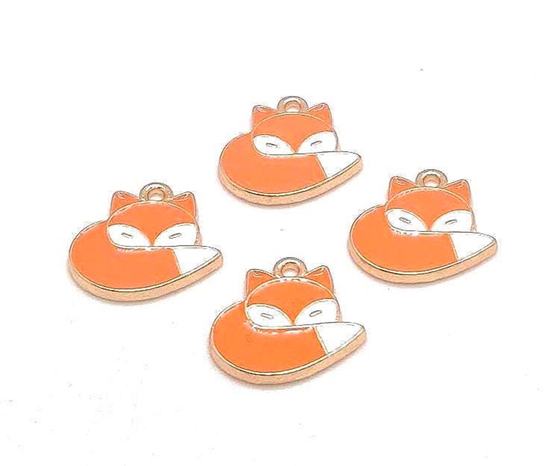 Enamel Fox Charms, Orange White & Gold, Woodland Animal, Jewelry ...