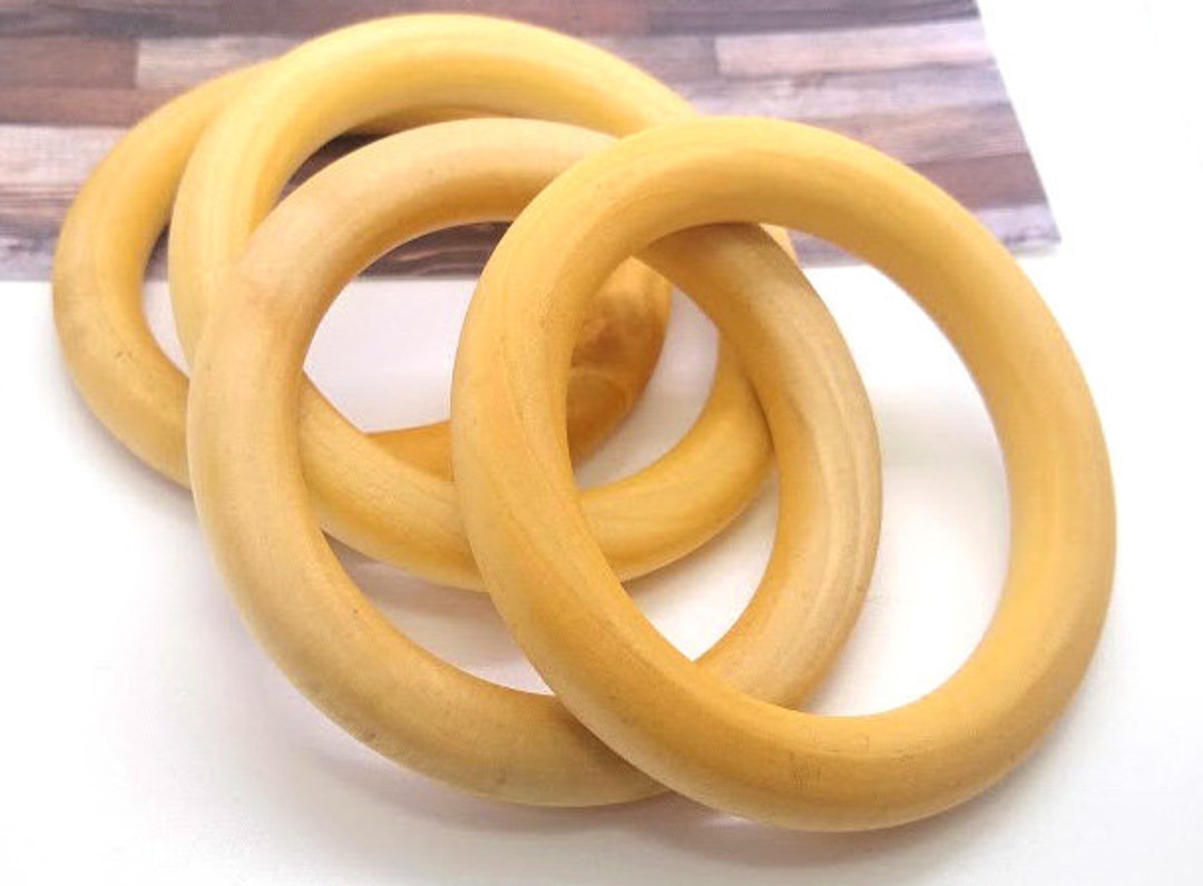4 or 10 Wood Rings 68mm - 70mm - Big Wooden Rings for Macrame - Large ...