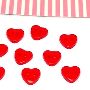 10, 50 or 100 Red Heart Buttons Plastic Heart Buttons Small Heart ...