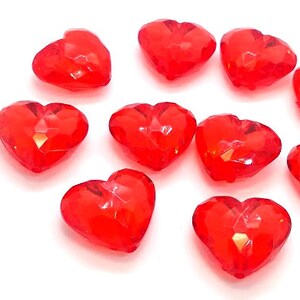 Red Heart Beads, Acrylic Plastic, Faceted, Valentines Jewelry Craft ...