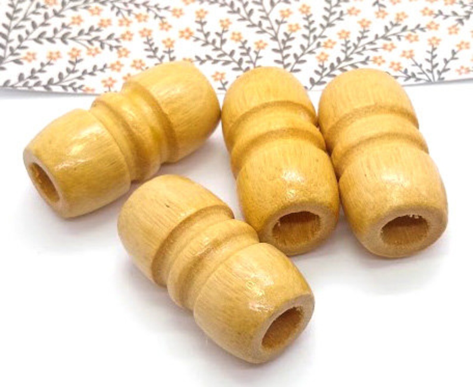 4 Extra Large Wood Beads Tan Wooden Beads Wood Macrame | Etsy