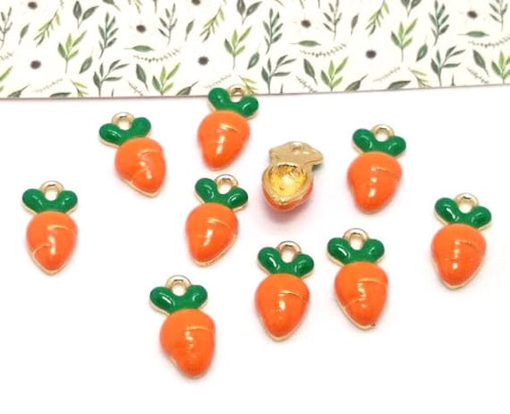 4 or 10 Carrot Charms Small Carrot Charm Colorful Charm - Etsy