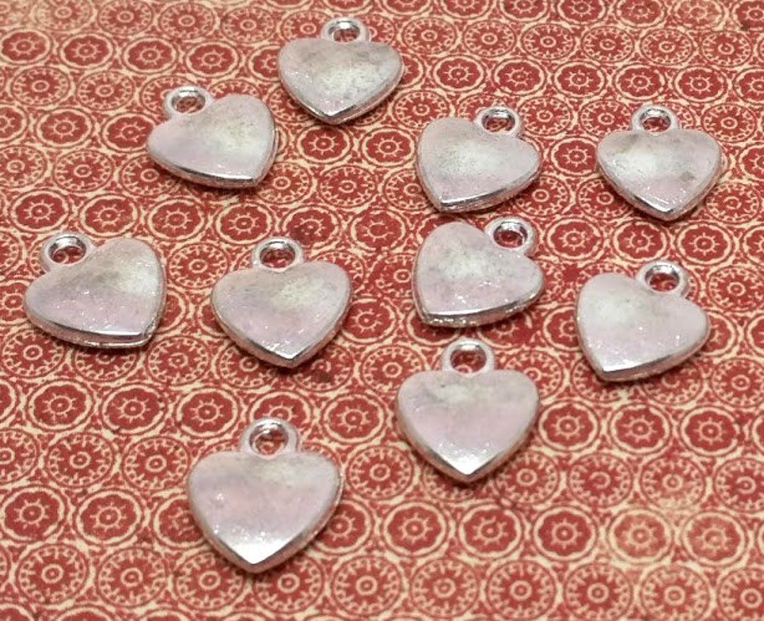10 or 50 Silver Heart Charms Small Heart Charms Metal Heart Lead Free ...