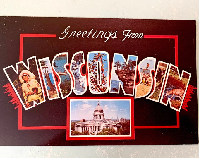Vintage Postcard Greetings From Wisconsin WI State Capitol & Scenery - Etsy