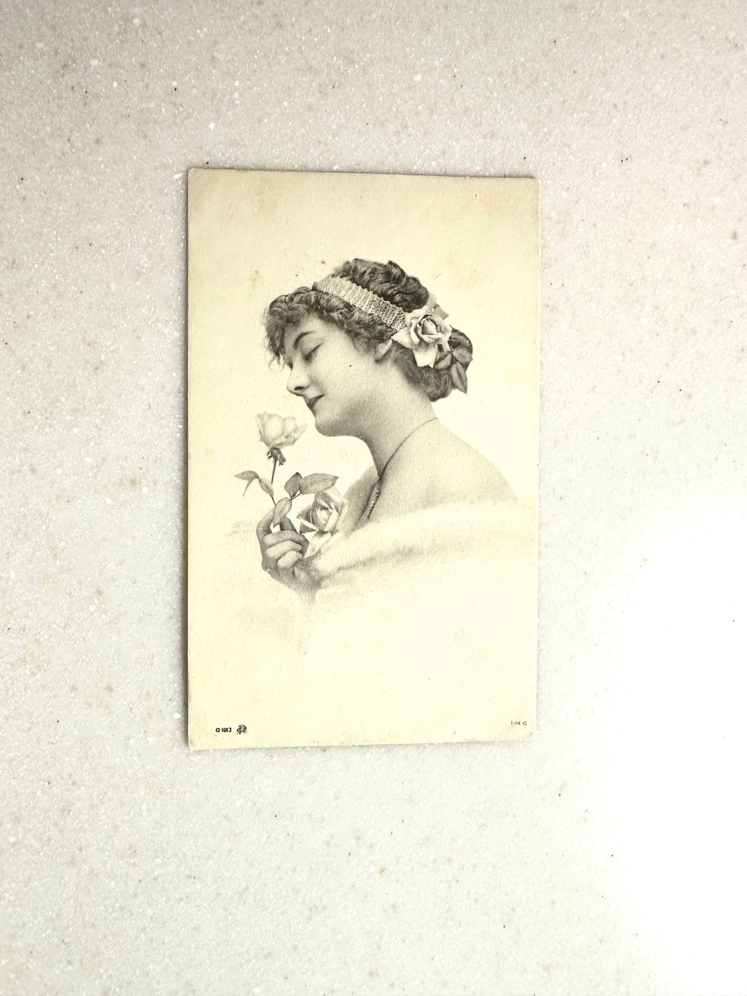 Vintage Postcard Girl With a Rose Romance Novelty Card 1913 - Etsy