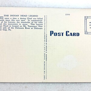 Vintage Postcard Indian Profile Rock on Mt Tammany Delaware Water Gap ...