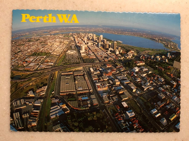 Vintage Postcard Perth Western Australia Aerial View of City - Etsy