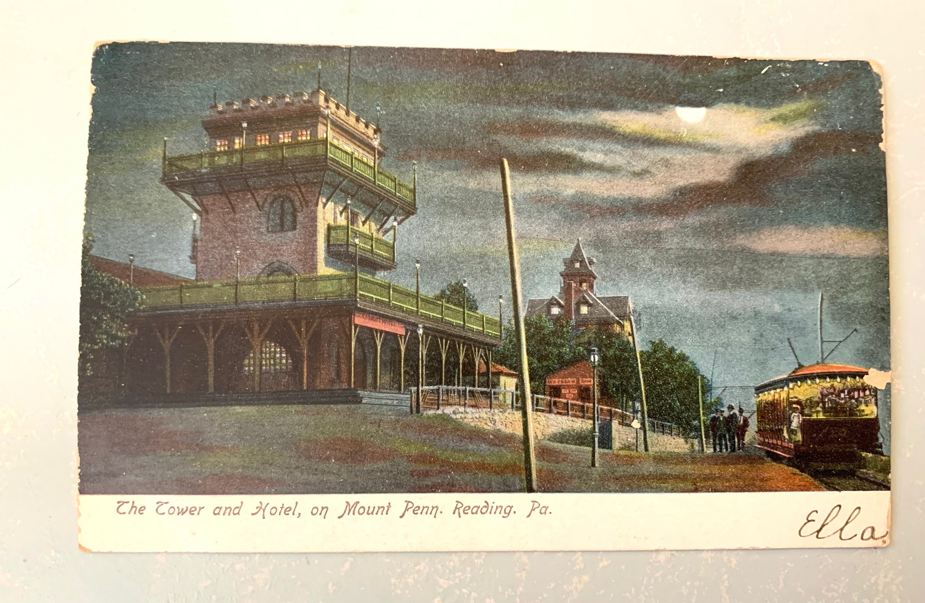 Vintage Postcard Reading PA Skyline Dr Tower and Hotel & Trolley Mt ...