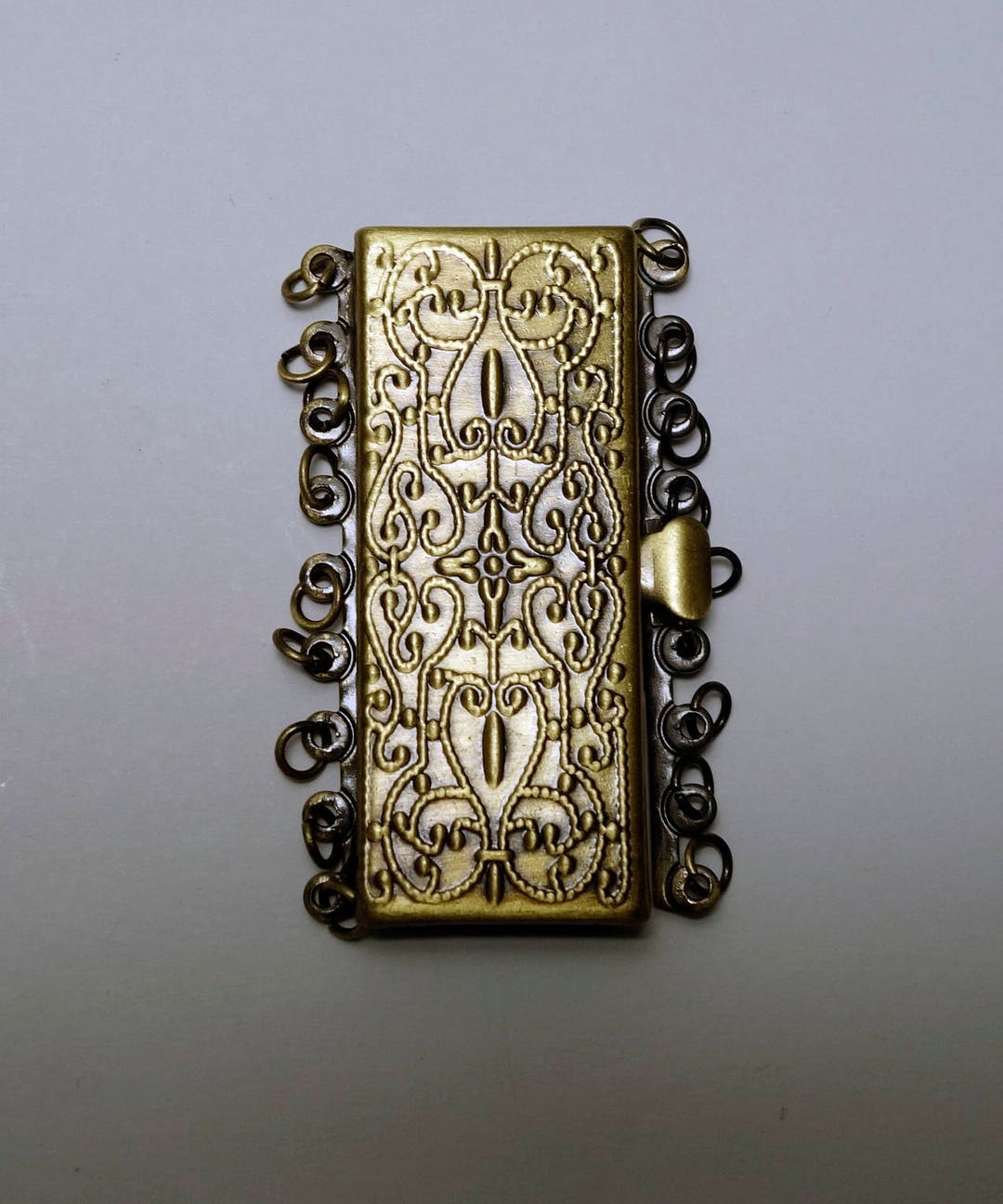 10 MULTI STRAND BOX Clasps, 9 Strands Box Clasp Antique Brass With Jump ...