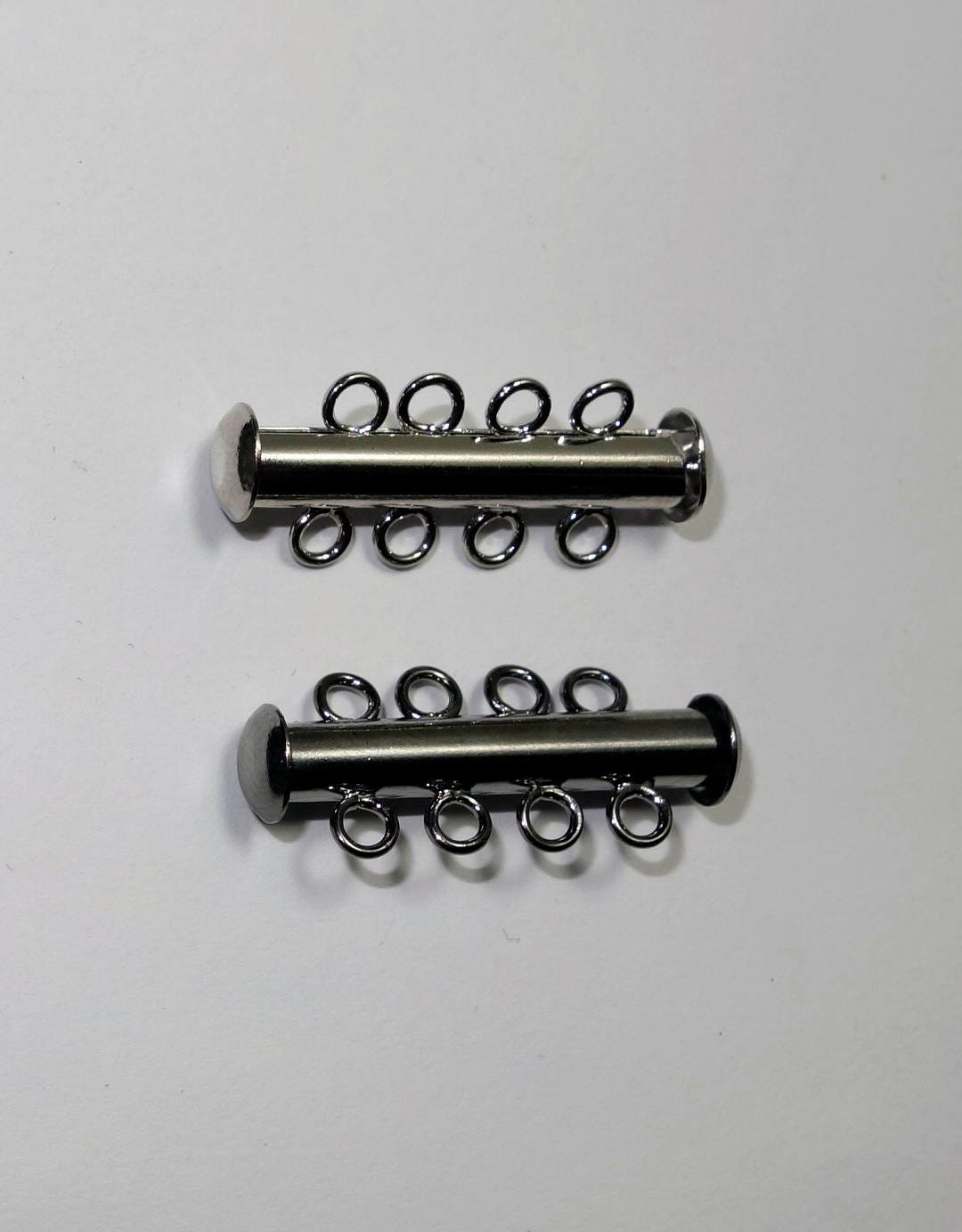 6 SLIDE LOCK TUBE Clasp 4 Rows Two Colors: Black Gunmetal and White ...