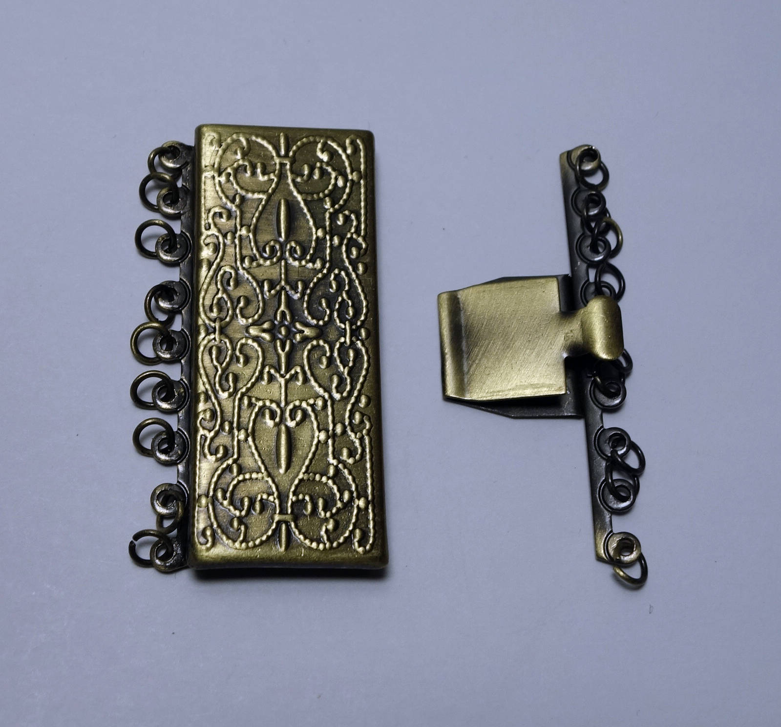 10 MULTI STRAND BOX Clasps, 9 Strands Box Clasp Antique Brass With Jump ...