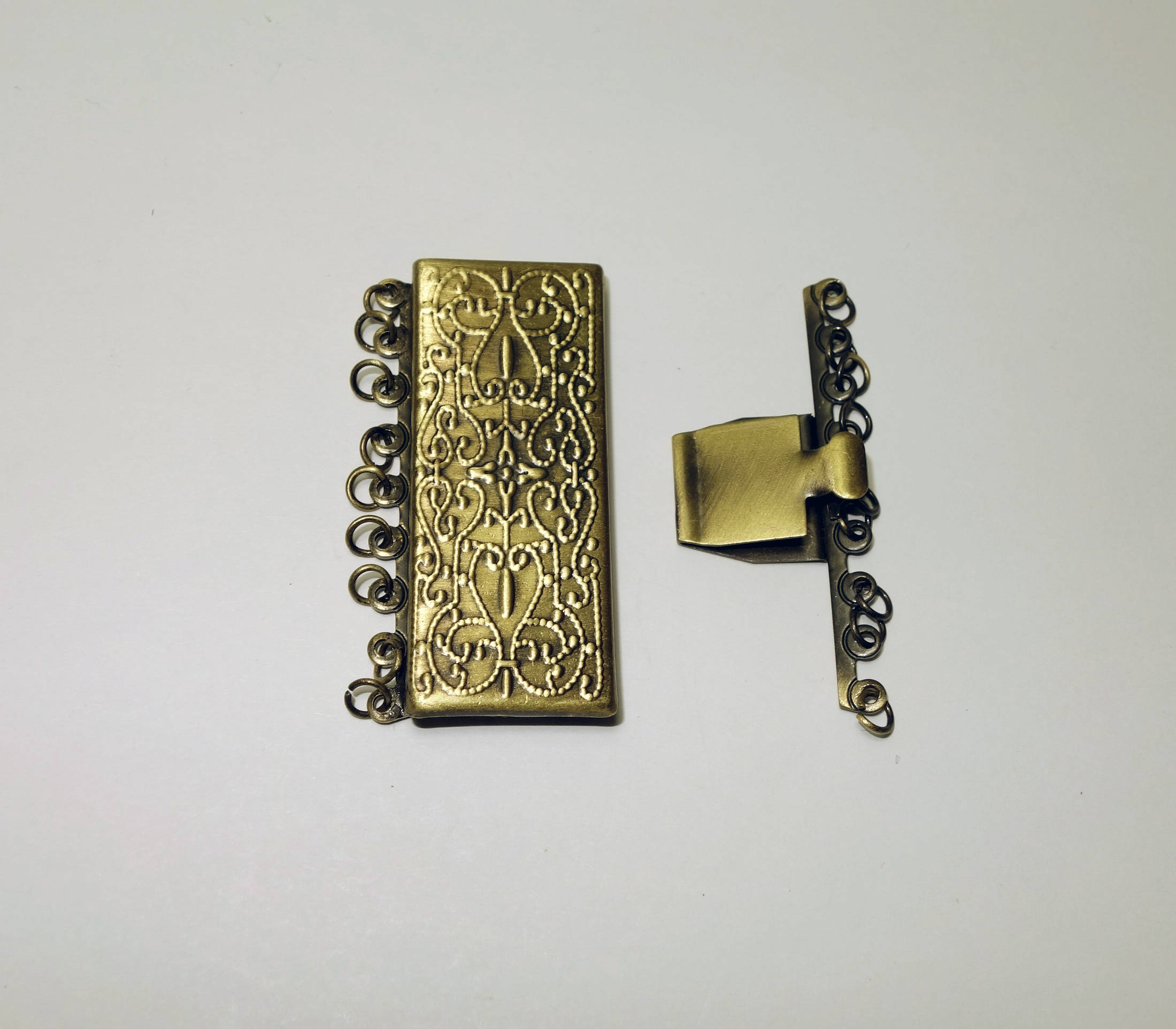 10 MULTI STRAND BOX Clasps, 9 Strands Box Clasp Antique Brass With Jump ...