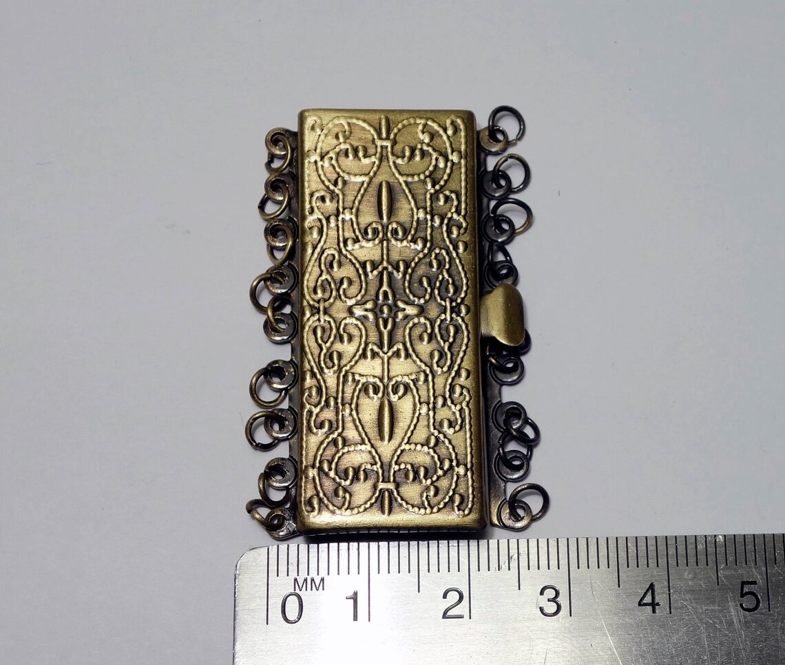 10 MULTI STRAND BOX Clasps, 9 Strands Box Clasp Antique Brass With Jump ...