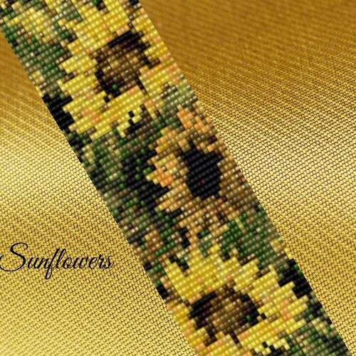 Sunflowers Floral Pattern Loom Beading Bracelet Cuff Bead | Etsy