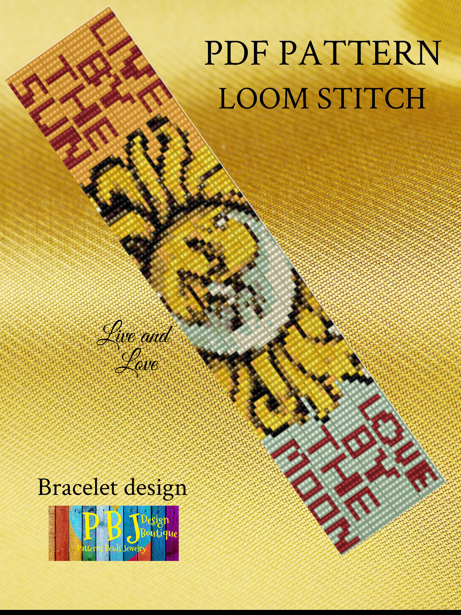 Live and Love Loom Pattern, Loom Beading Pattern, Loom Graph, Loom ...