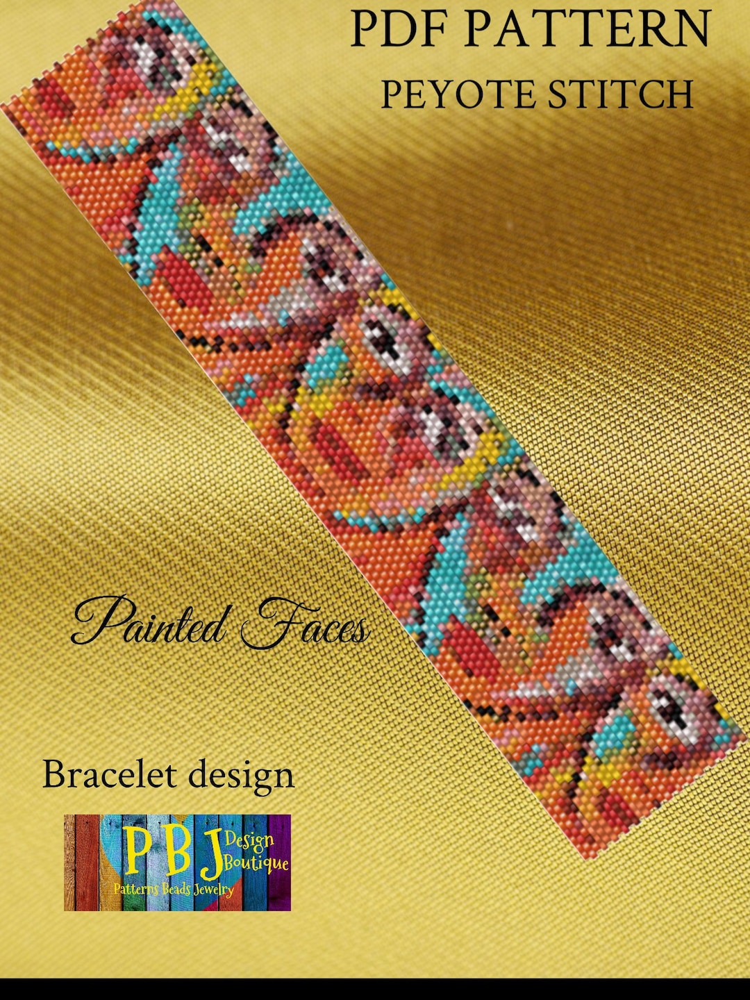 Painted Faces Peyote Picture, Peyote Beading, Peyote Bracelet Pattern ...