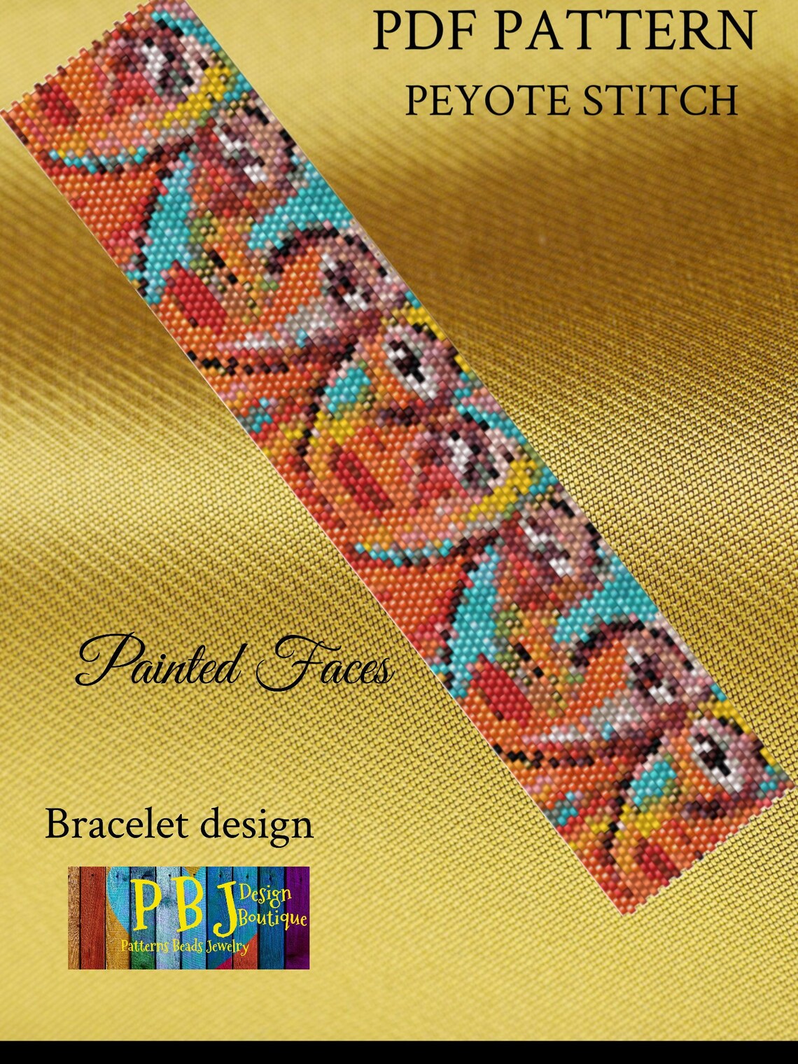 Painted Faces Peyote Picture Peyote Beading Peyote Bracelet - Etsy