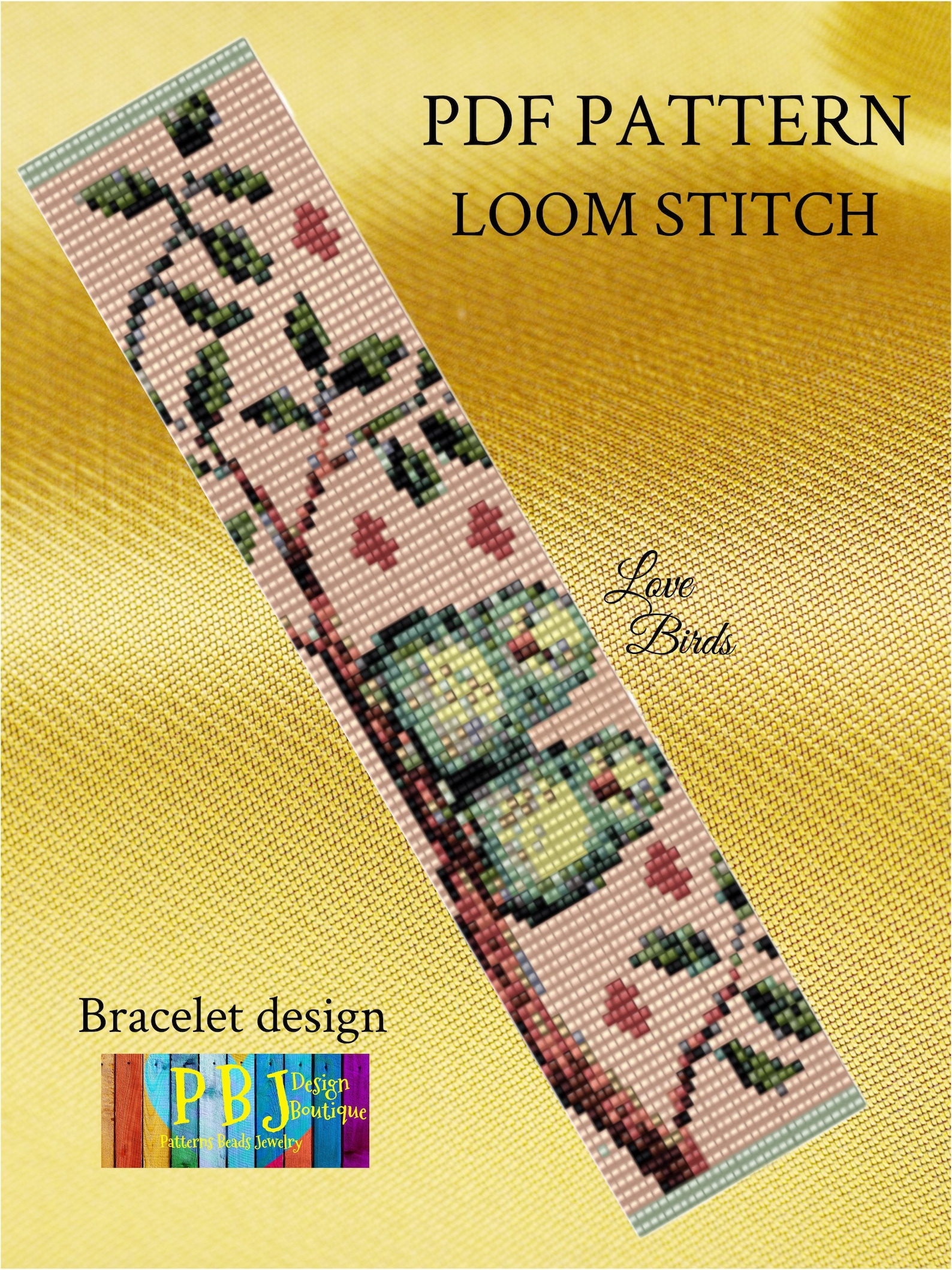 Love Birds Loom Pattern, Bead Loom Pattern, Loom Pattern, Loom Bracelet ...