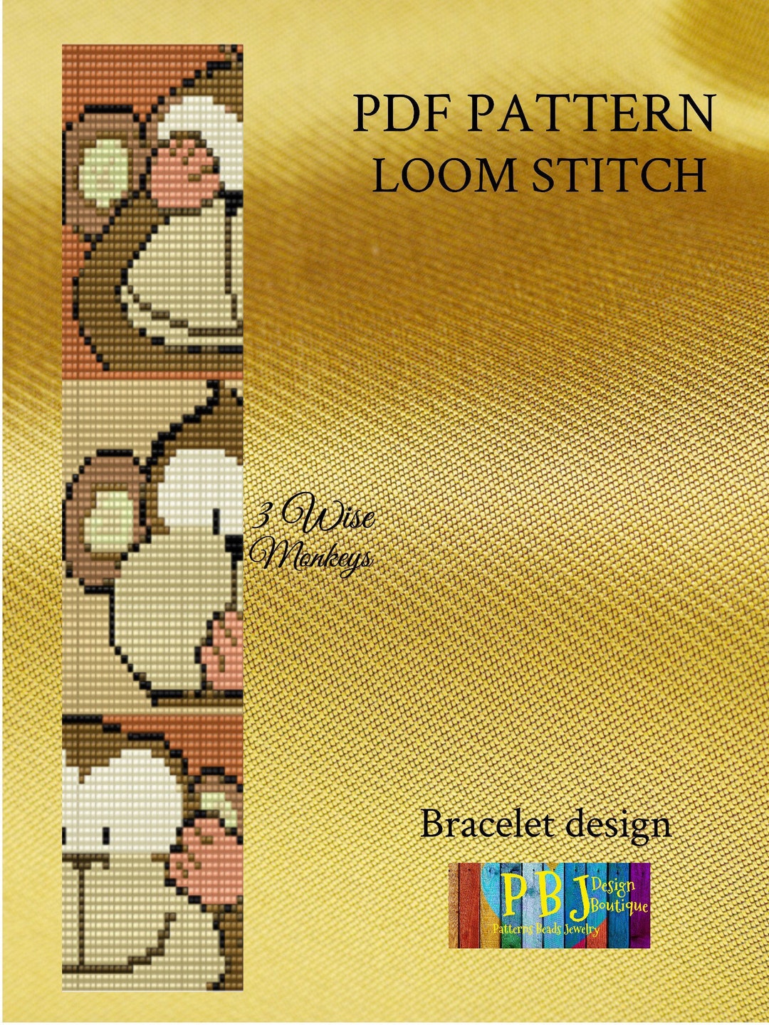 3 Wise Monkeys Loom Pattern, Loom Pattern, Loom Bracelet, Loom Beading ...