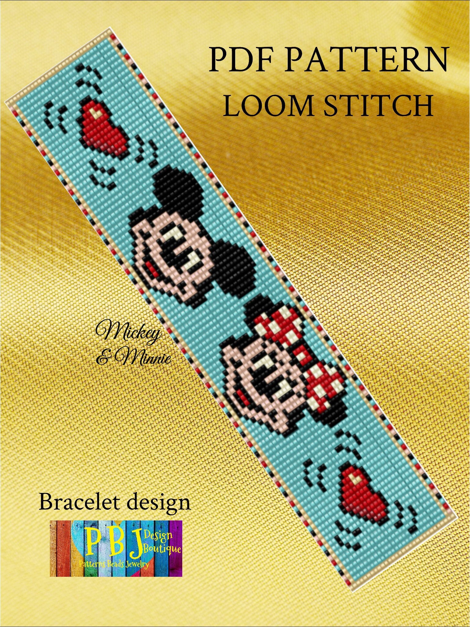 Mickey and Minnie Loom Pattern, Loom Pattern, Loom Patterns, Bead Loom ...