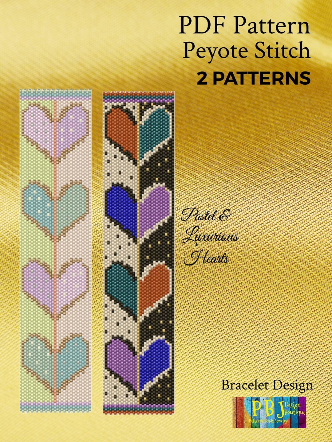 Pastel & Luxurious Hearts Peyote Pattern, Peyote Pattern, Peyote ...