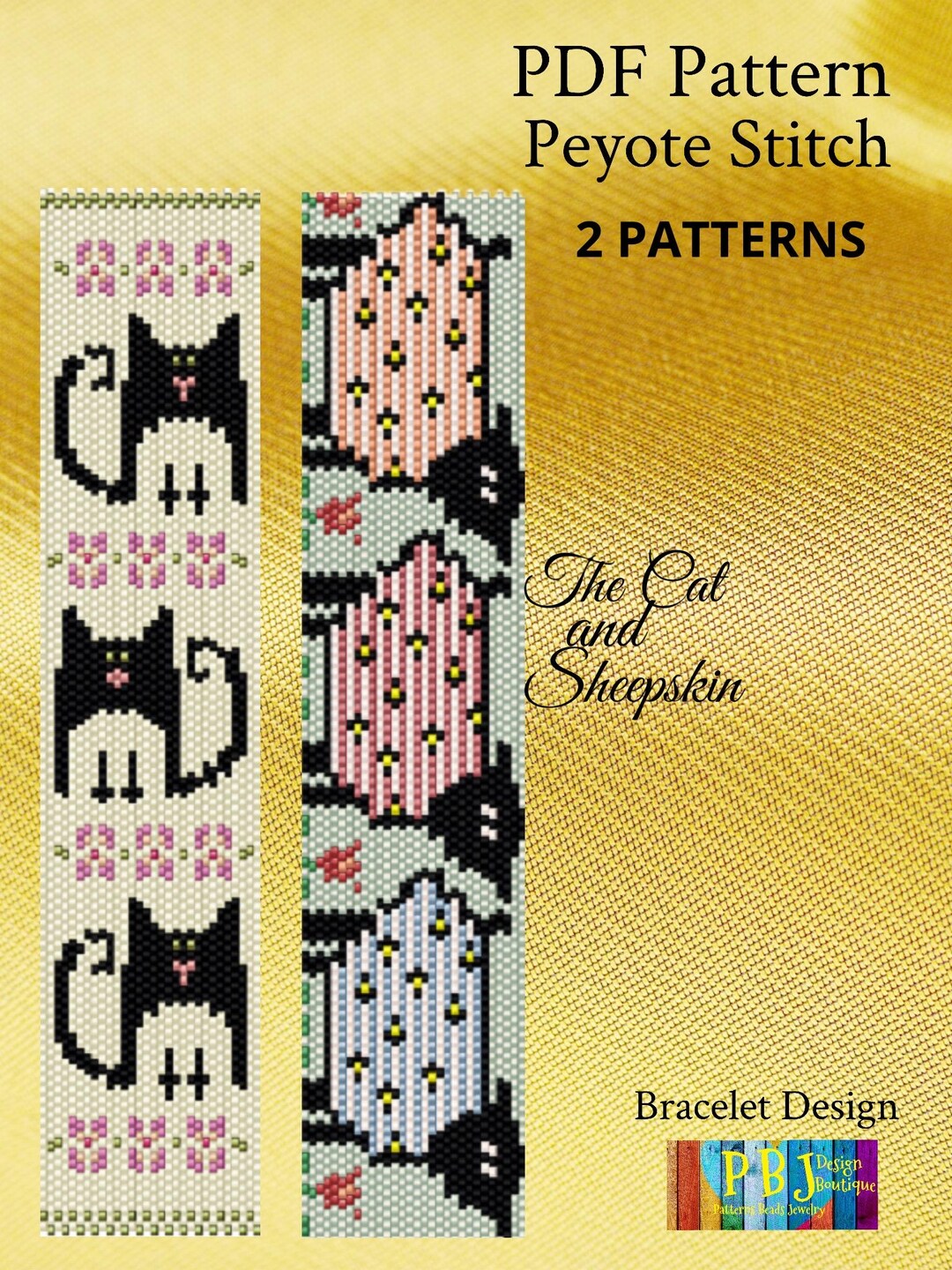 The Cat and Sheepskin 2 Easy Peyote Patterns, Peyote Beaded Bracelet ...