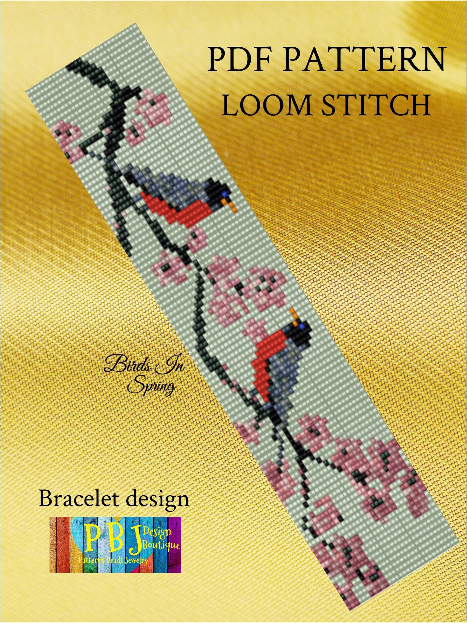 Birds in Spring Loom Pattern, Loom Patterns, Loom Beading, Bead Loom ...