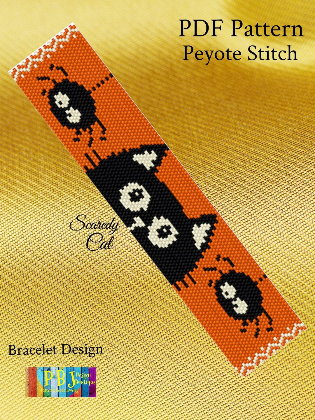 Scaredy Cat Peyote Pattern, Peyote Pattern, Peyote Bracelet, Peyote ...