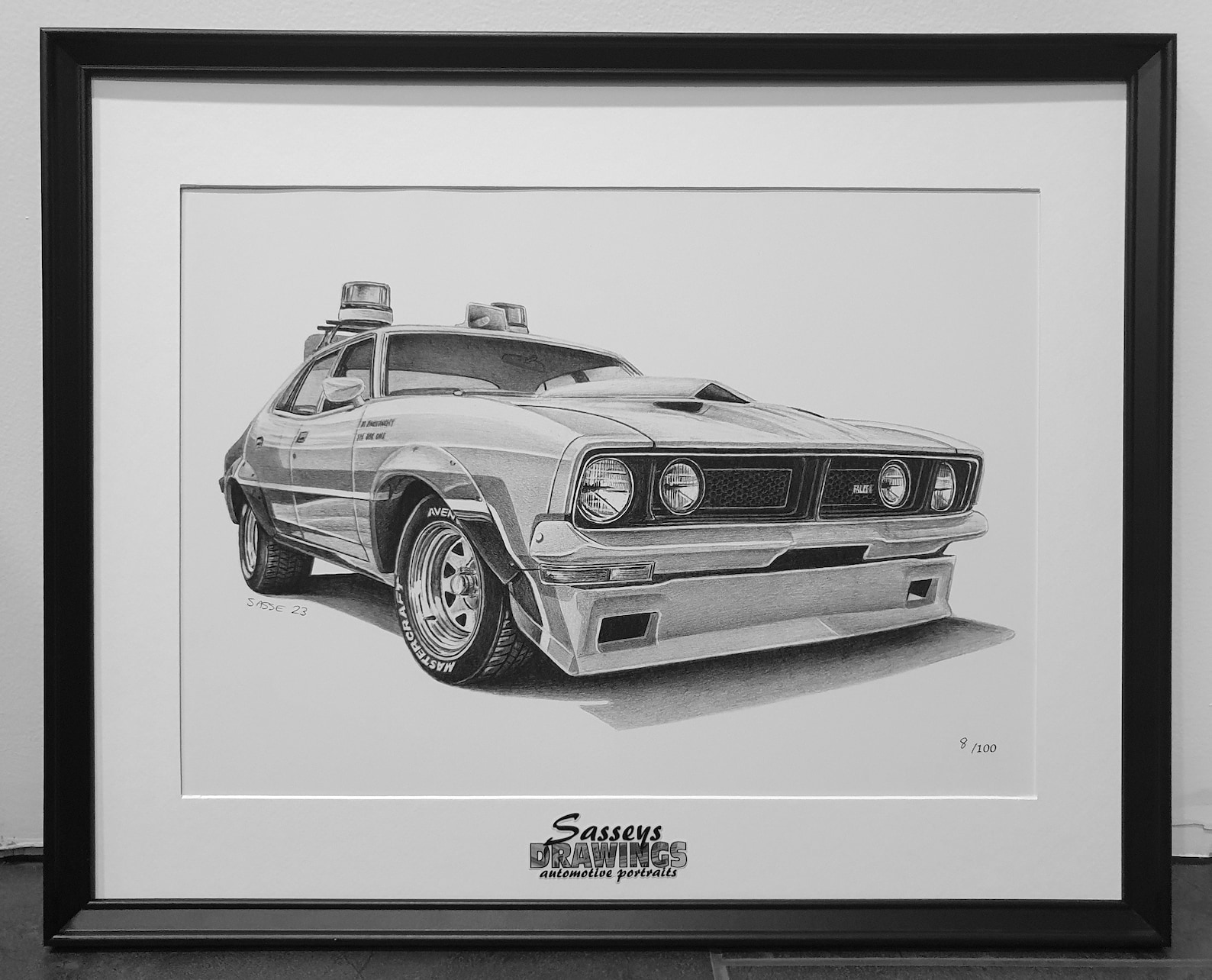 Framed Mad Max MFP XB Falcon Interceptor Sedan A3 Print off Original ...