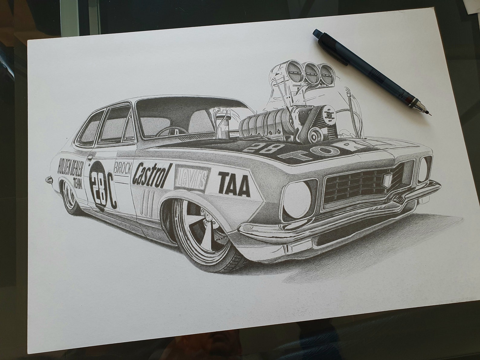 Original Artwork 1972 Brock Holden LJ Torana Drag Car Mashup A3 Fine ...