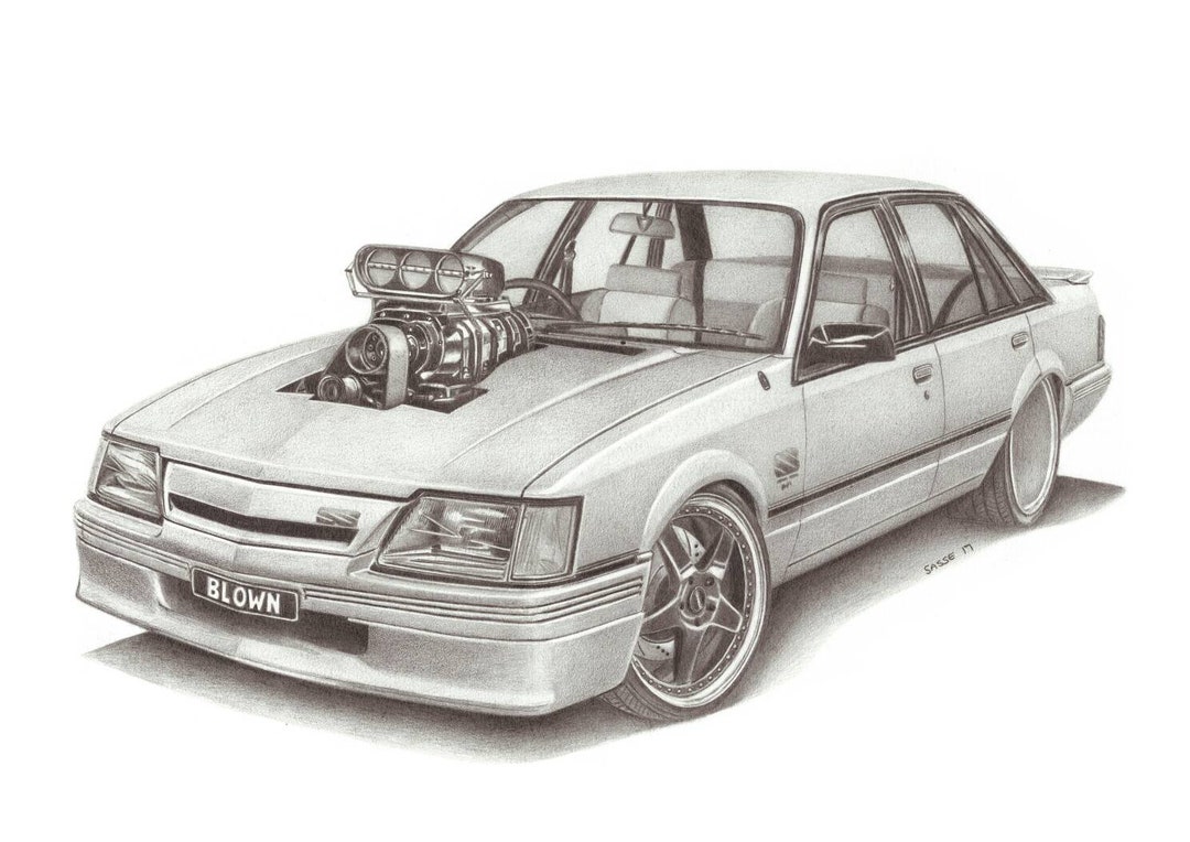 Holden VK Commodore Street Machine A3 Print off Original Pencil Drawing ...