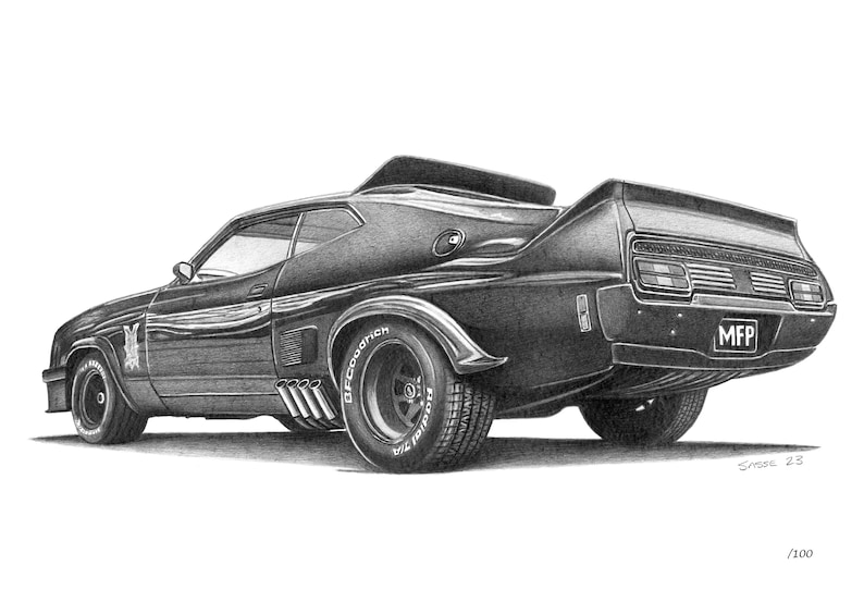 Mad Max MFP XB Falcon Interceptor V2 A3 Print off Original Pencil ...