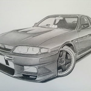 Orginal Artwork Nissan Skyline R33 GTR A3 Fine Art Graphite Pencil ...