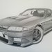 Orginal Artwork Nissan Skyline R33 GTR A3 Fine Art Graphite Pencil ...