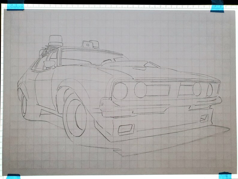 Orginal Artwork Mad Max Interceptor Sedan A3 Fine Art Graphite Pencil ...