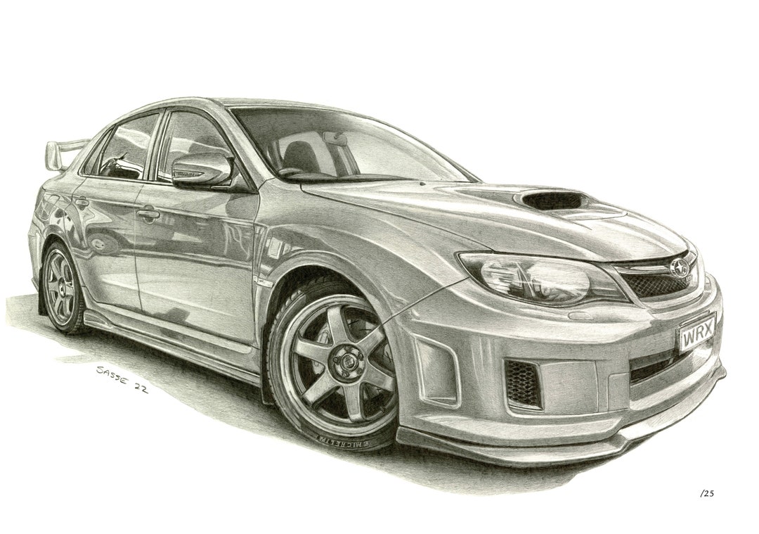 Subaru WRX 2013 Print off Original Pencil Drawing Limited 25 Copies - Etsy