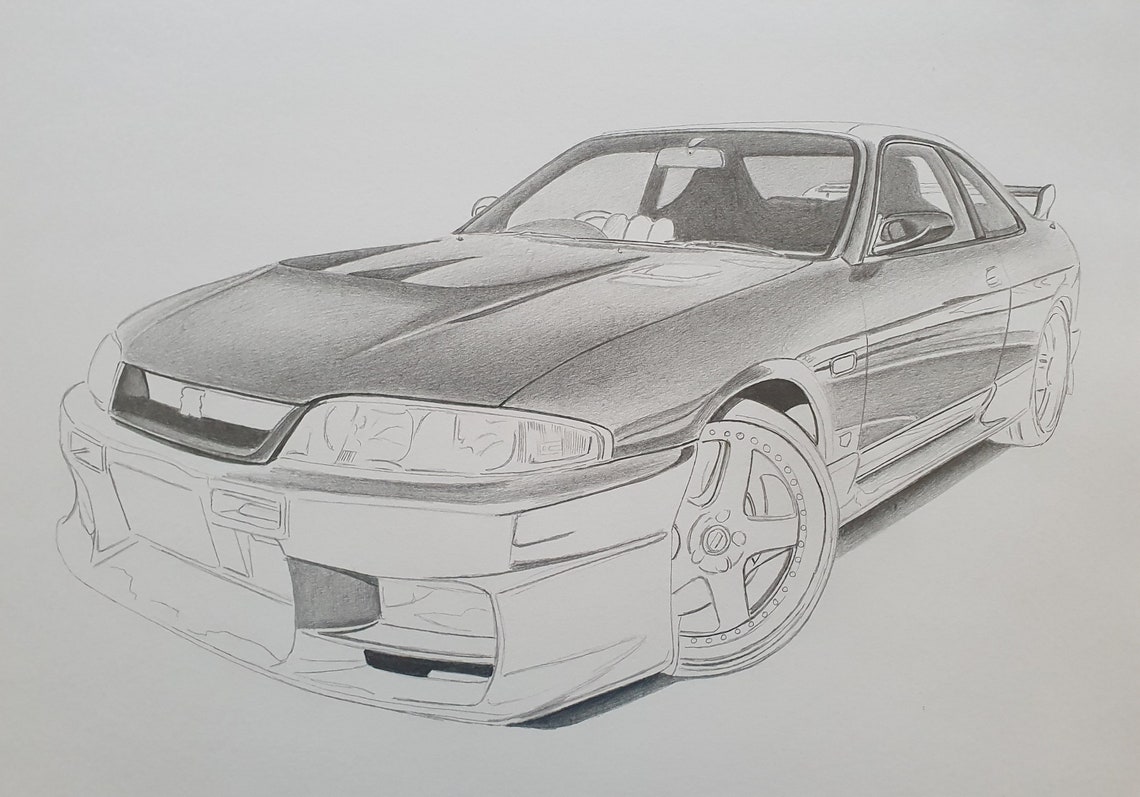 Orginal Artwork Nissan Skyline R33 GTR A3 Fine Art Graphite Pencil ...