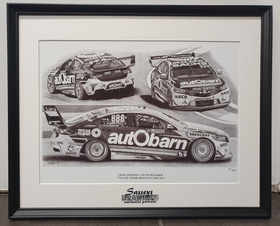 Framed Craig Lowndes/steven Richards 2018 Bathurst Winner A3 Print off ...