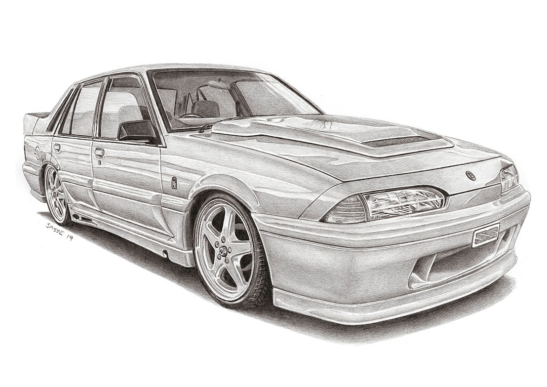 Holden VL Commodore SS Group A Walkinshaw A3 Print off Original Pencil ...