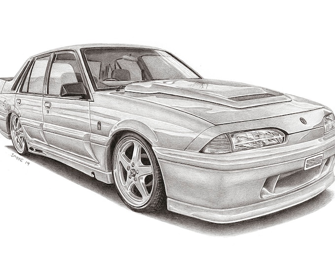 Holden VL Commodore SS Group A Walkinshaw A3 Print off Original Pencil ...