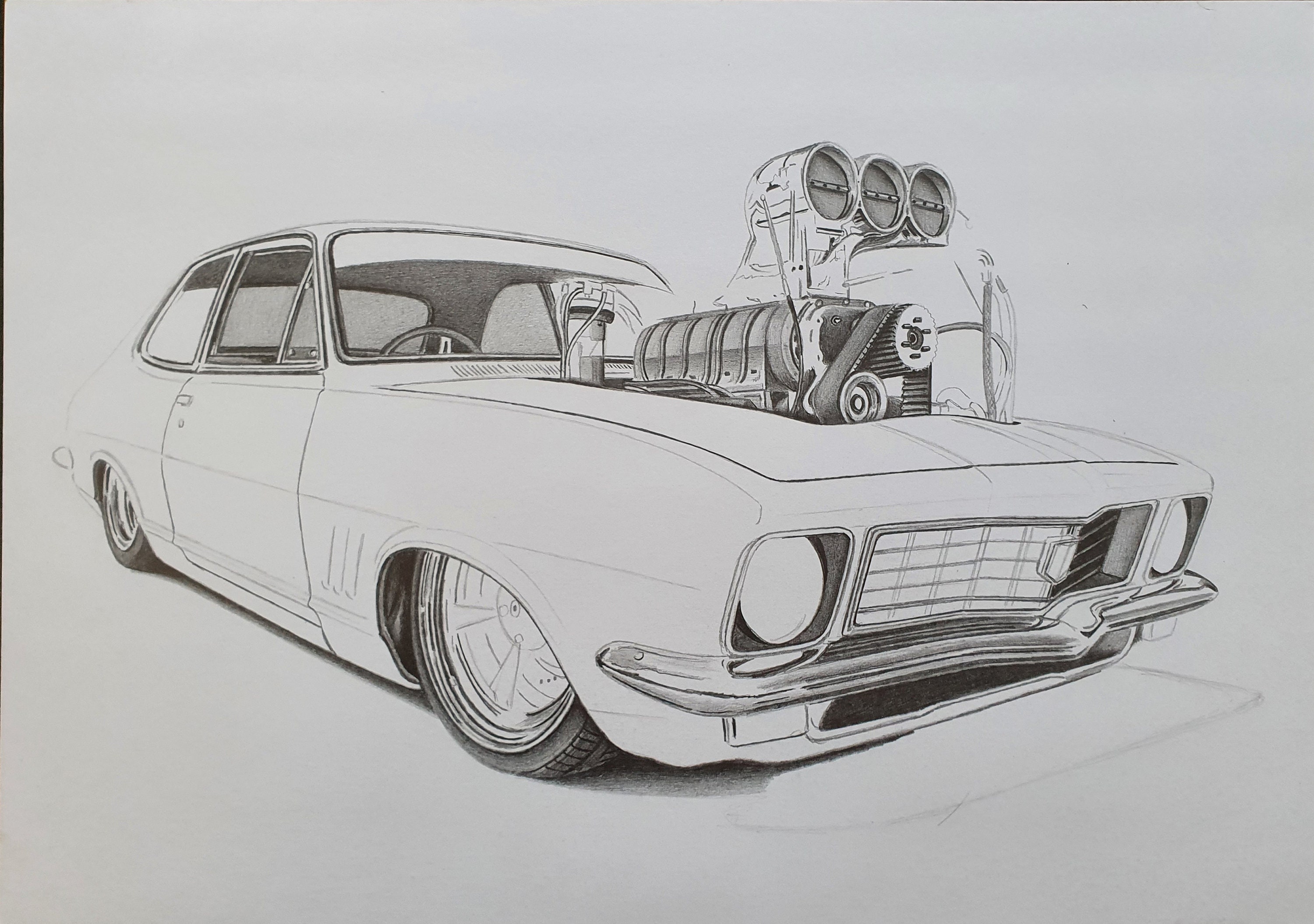 Original Artwork 1972 Brock Holden LJ Torana Drag Car Mashup A3 Fine ...