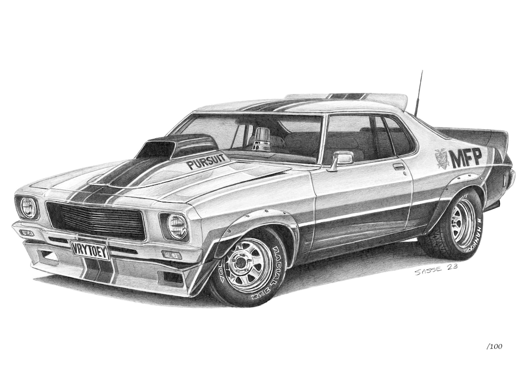 Mad Max HQ Monaro Custom Pursuit Special A3 Print off Original Pencil ...