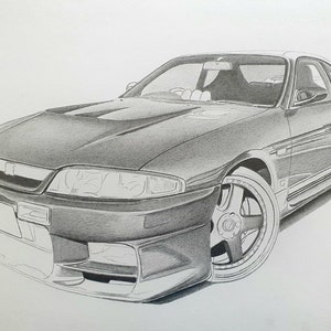 Orginal Artwork Nissan Skyline R33 GTR A3 Fine Art Graphite Pencil ...
