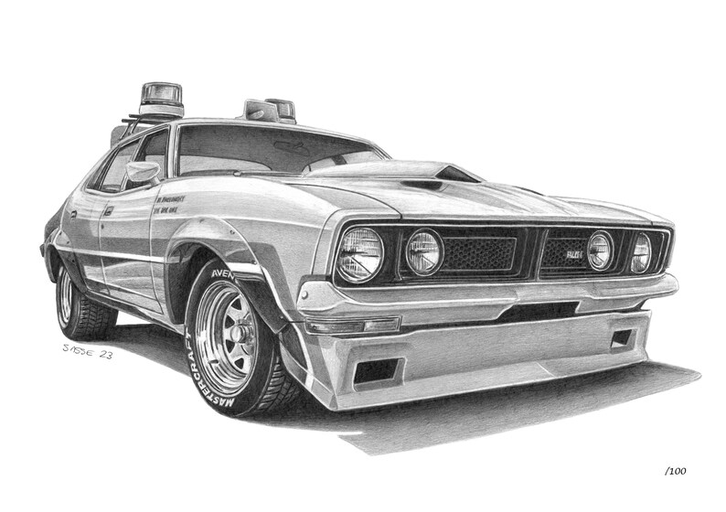 Mad Max MFP XB Falcon Interceptor Sedan A3 Print off Original Pencil ...