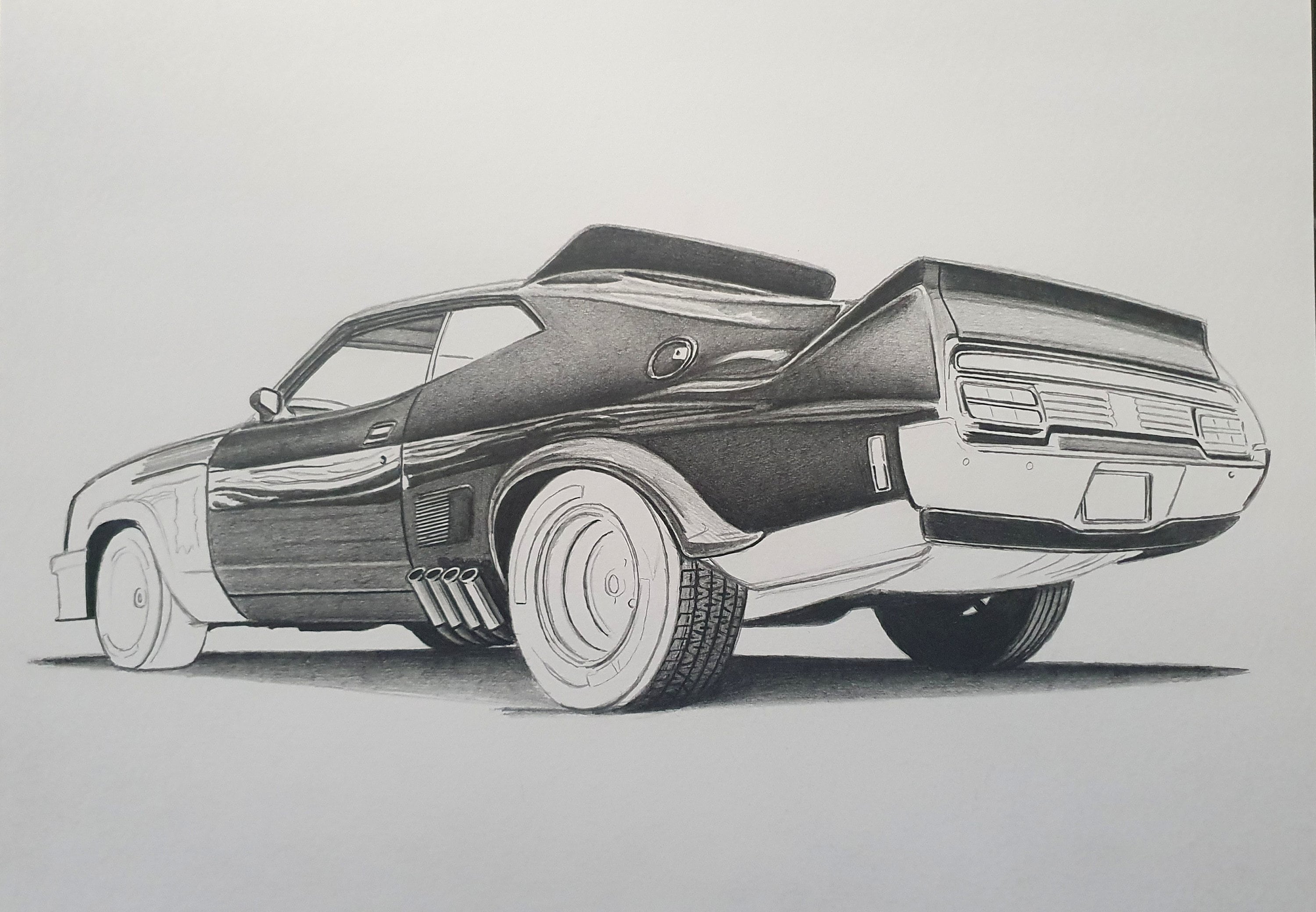 Orginal Artwork Mad Max Interceptor A3 Fine Art Graphite Pencil Drawing ...